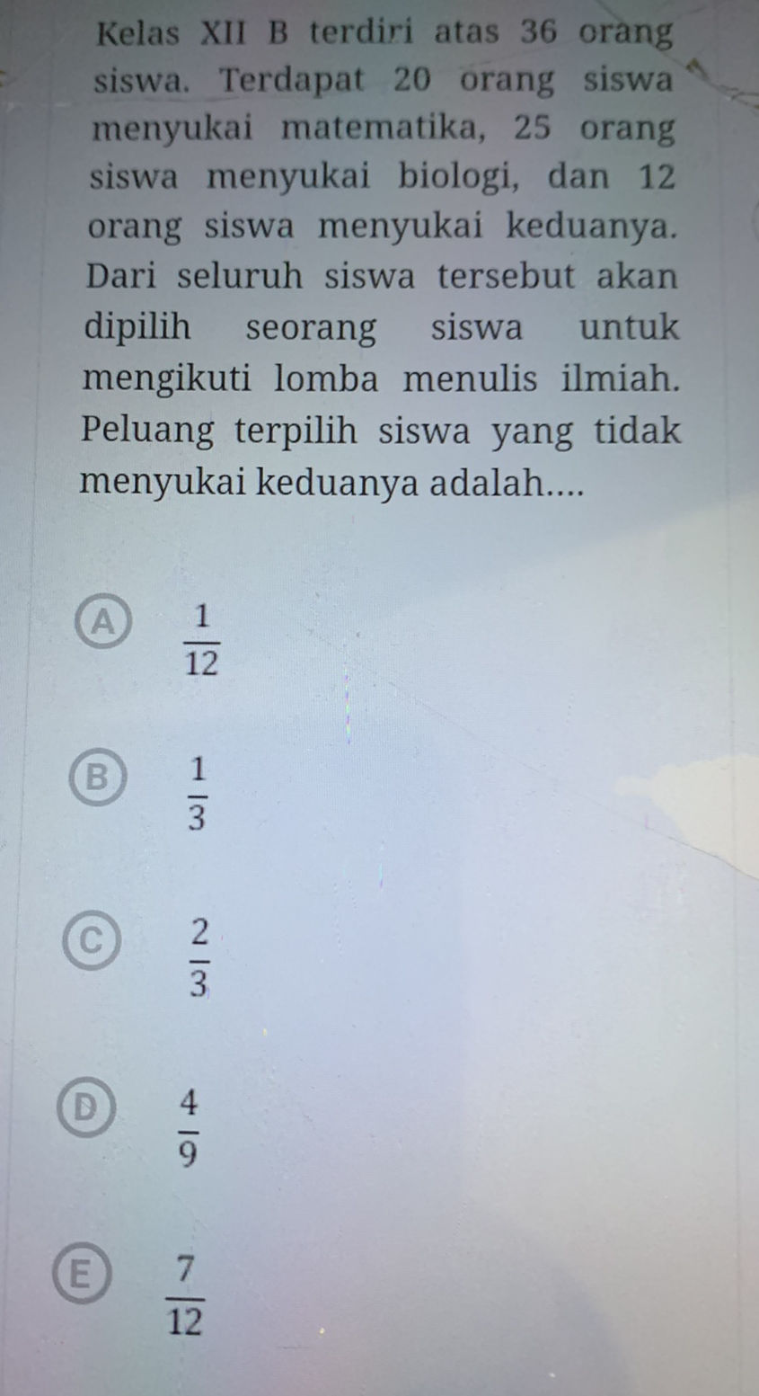 Kelas XII B terdiri atas 36 orang siswa. | StudyX