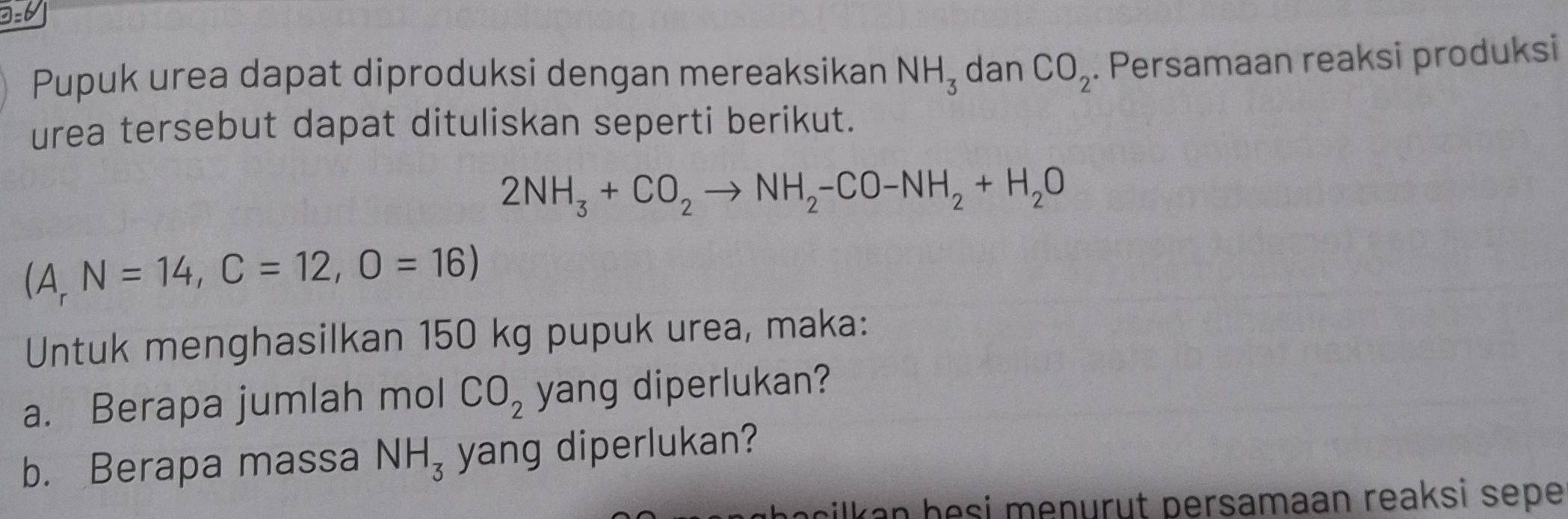 Pupuk urea dapat diproduksi dengan | StudyX
