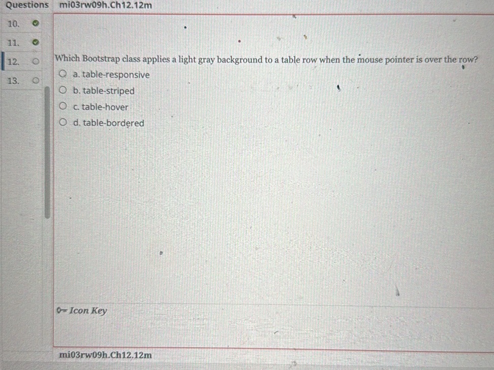 Which Bootstrap class applies a light gray | StudyX