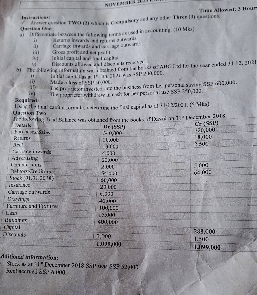 Question One a) Differentiate between the | StudyX