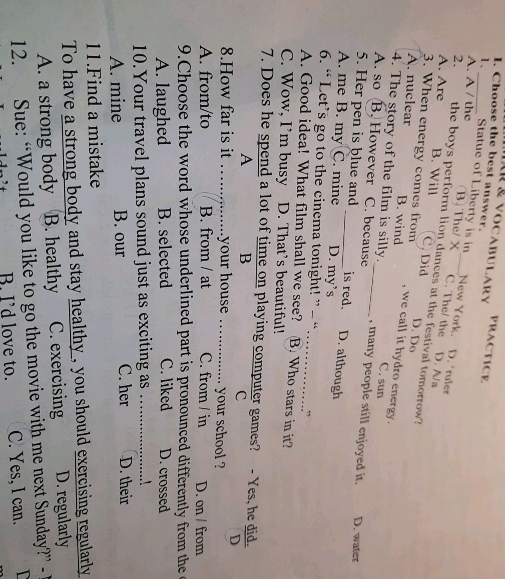1. Choose the best answer. 1. Statue of | StudyX