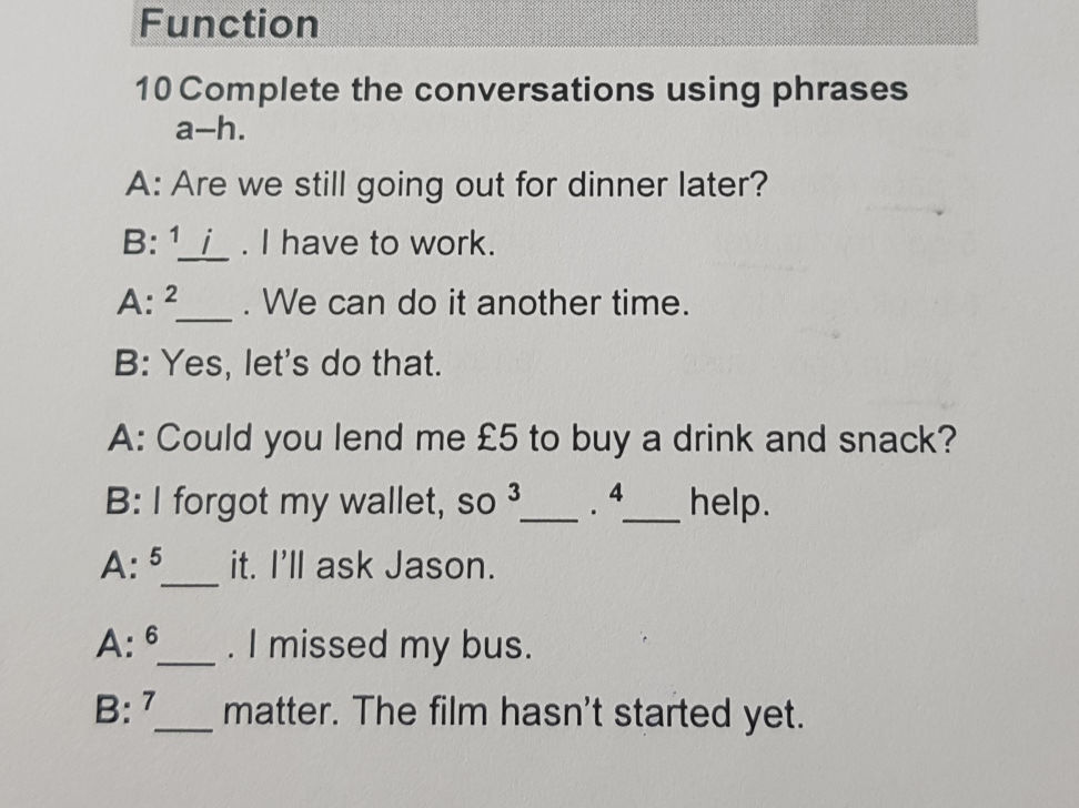 10 Complete the conversations using phrases | StudyX