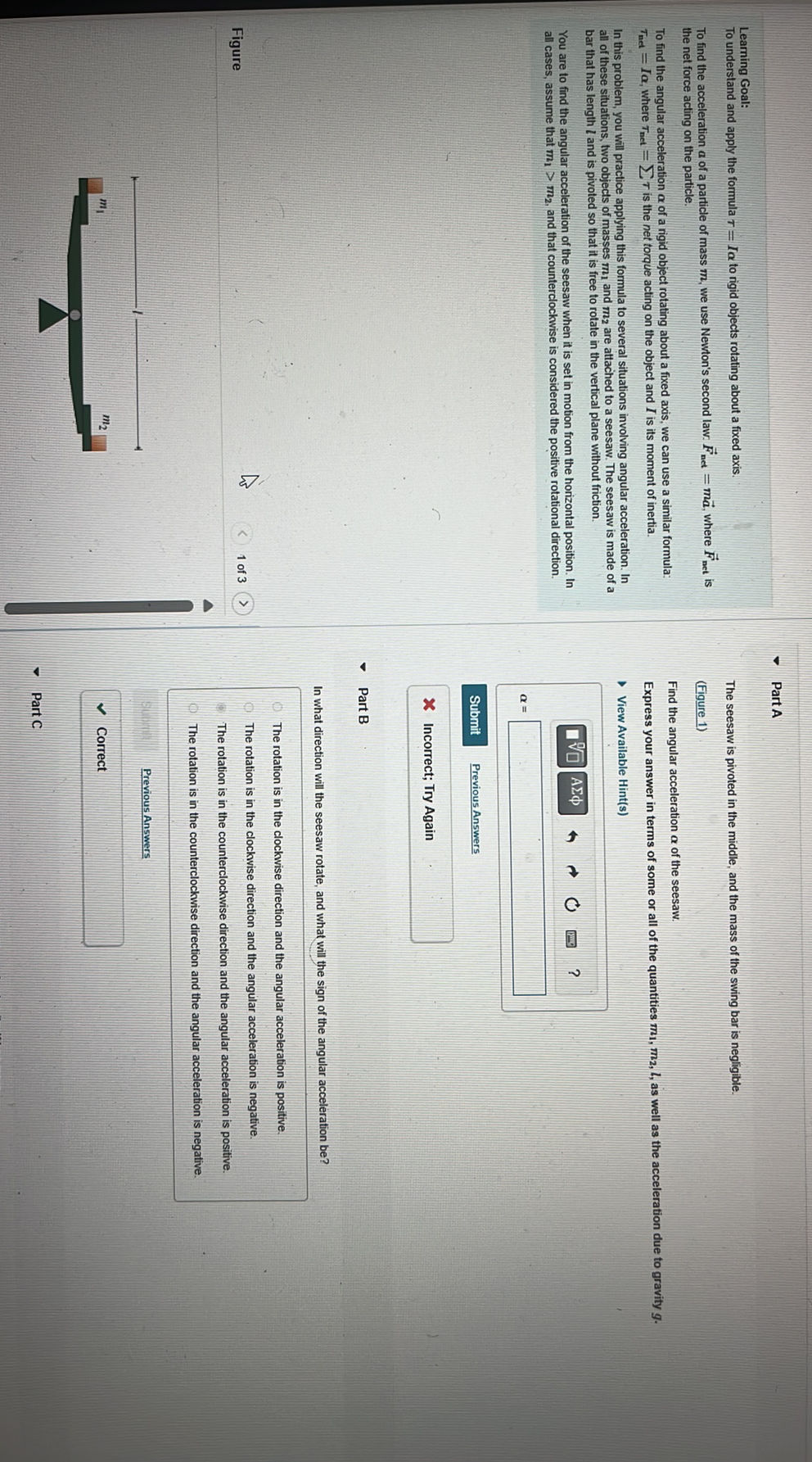 Part A Find the angular acceleration α of | StudyX