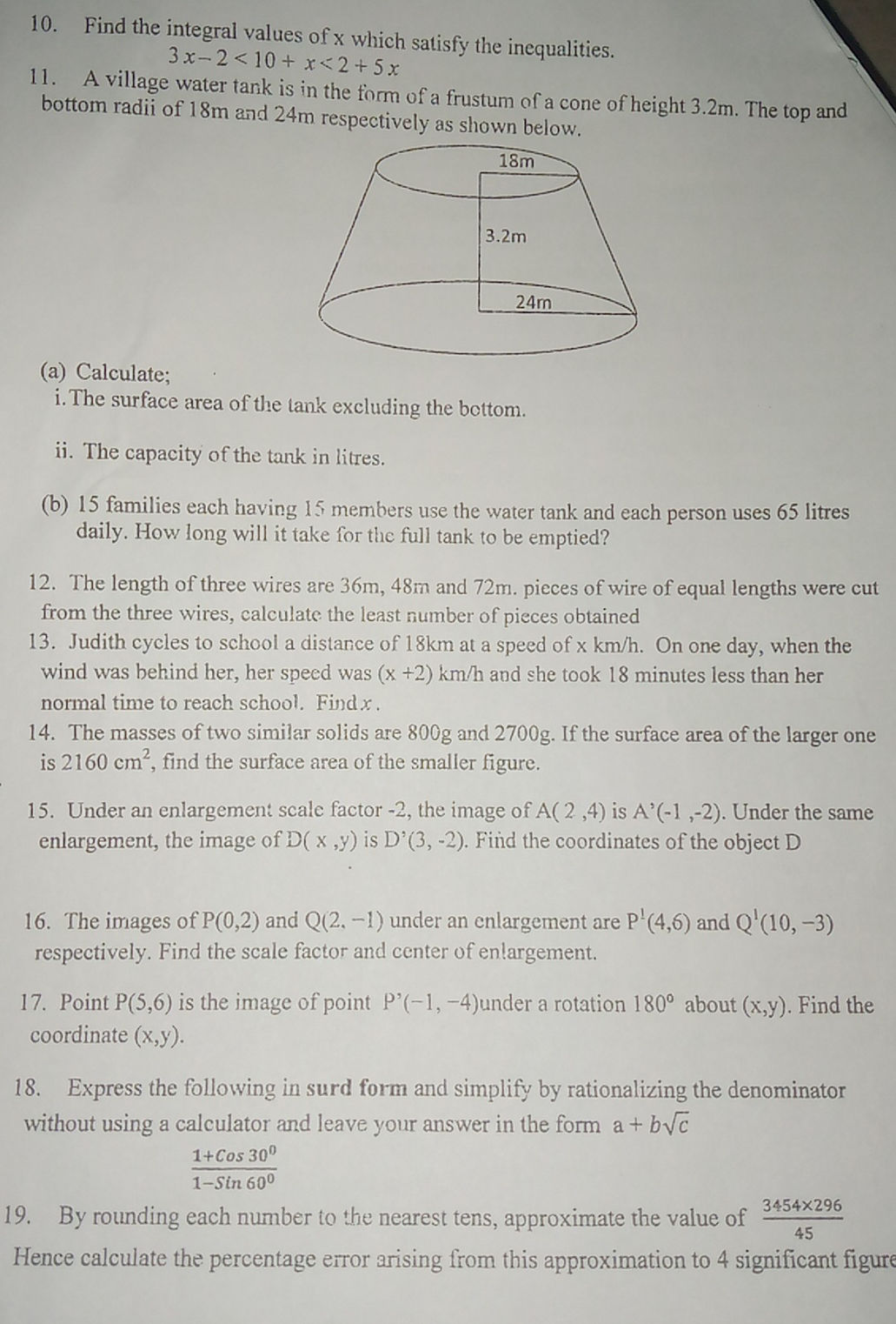 10. Find the integral values of $x$ which | StudyX