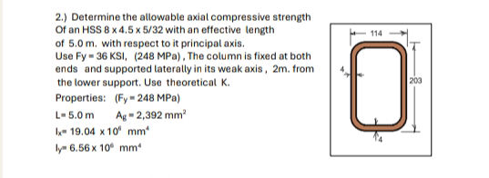 2.) Determine the allowable axial | StudyX