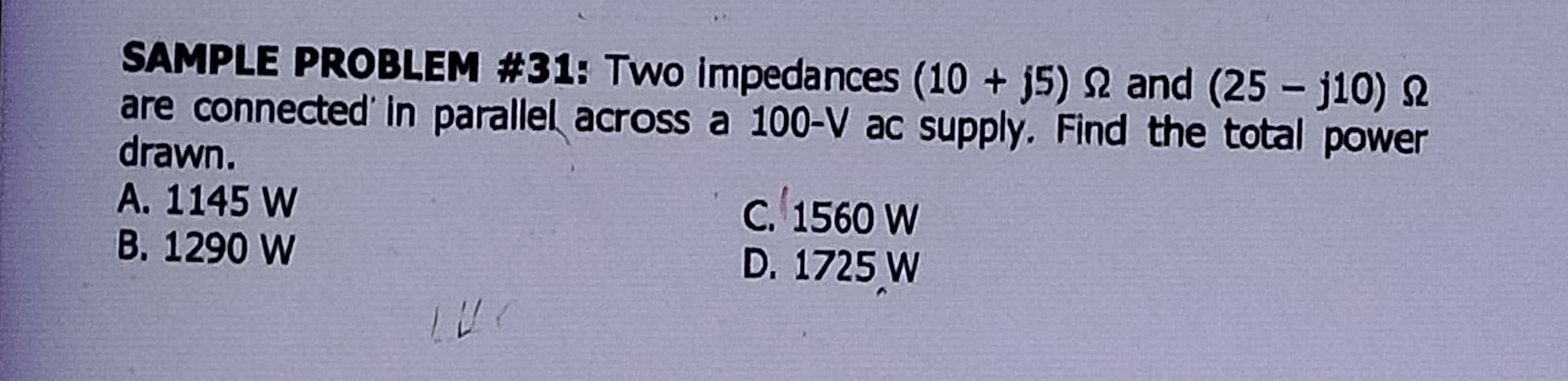 SAMPLE PROBLEM #31: Two impedances (10 + j5) | StudyX