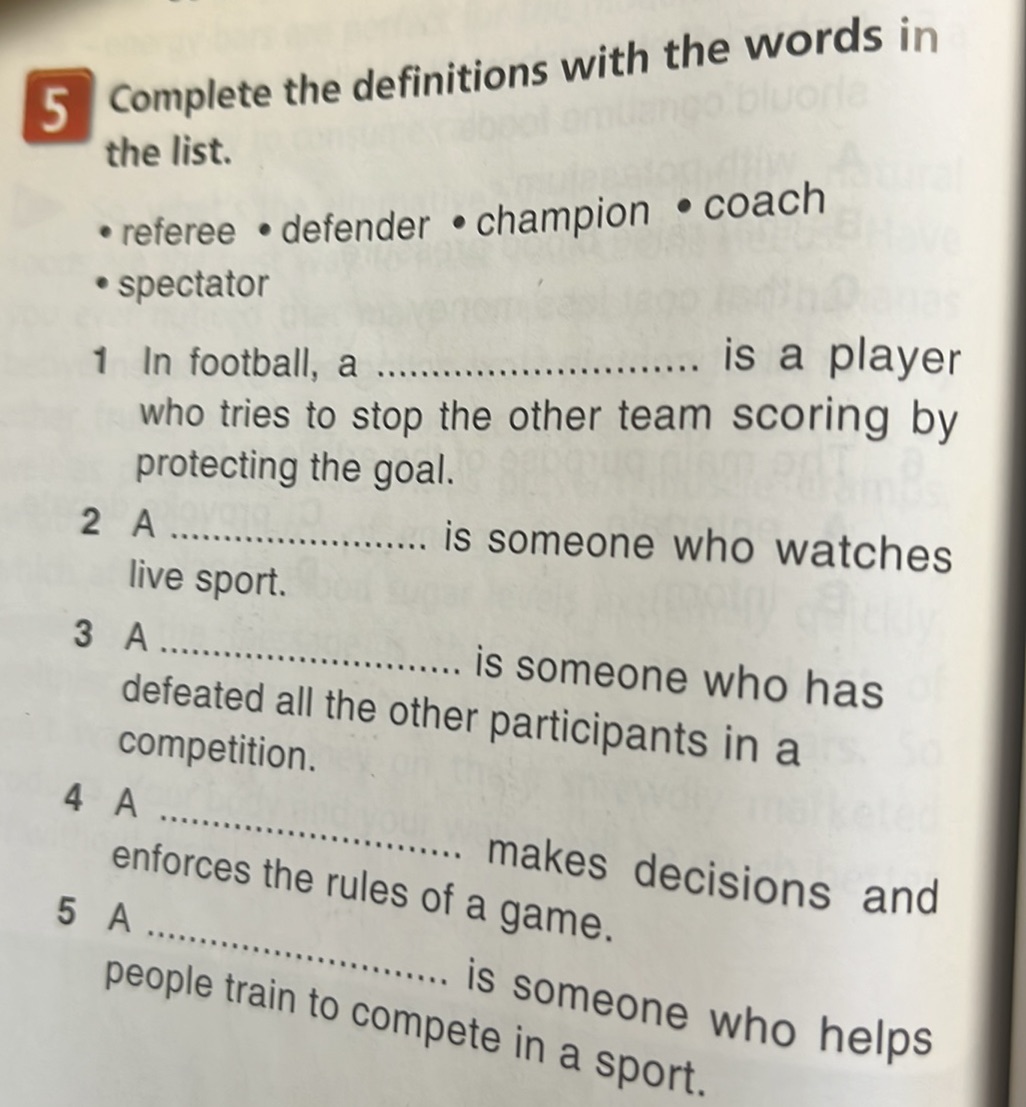 Complete the definitions with the words in | StudyX