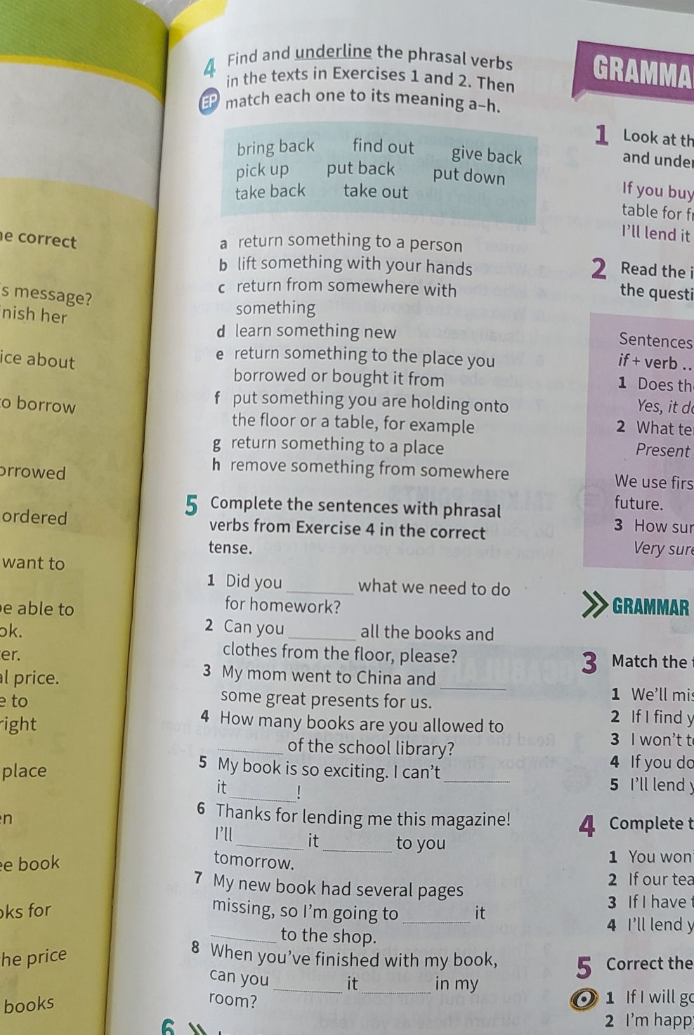 4 Find and underline the phrasal verbs in | StudyX