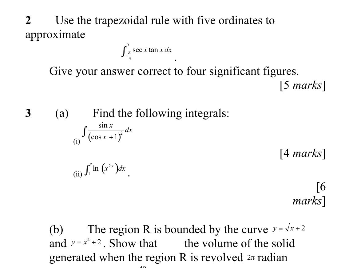 2 Use the trapezoidal rule with five | StudyX
