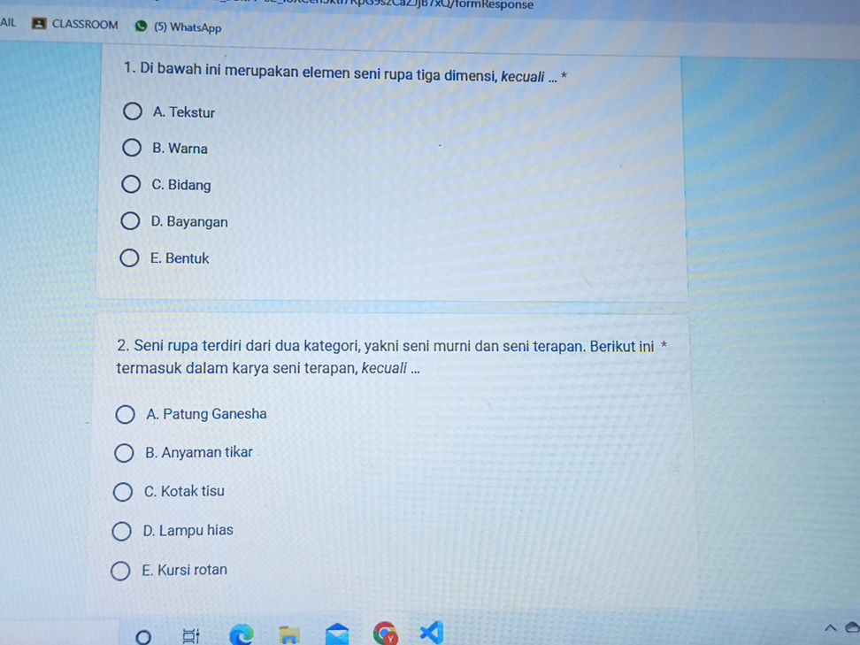1. Di bawah ini merupakan elemen seni rupa | StudyX