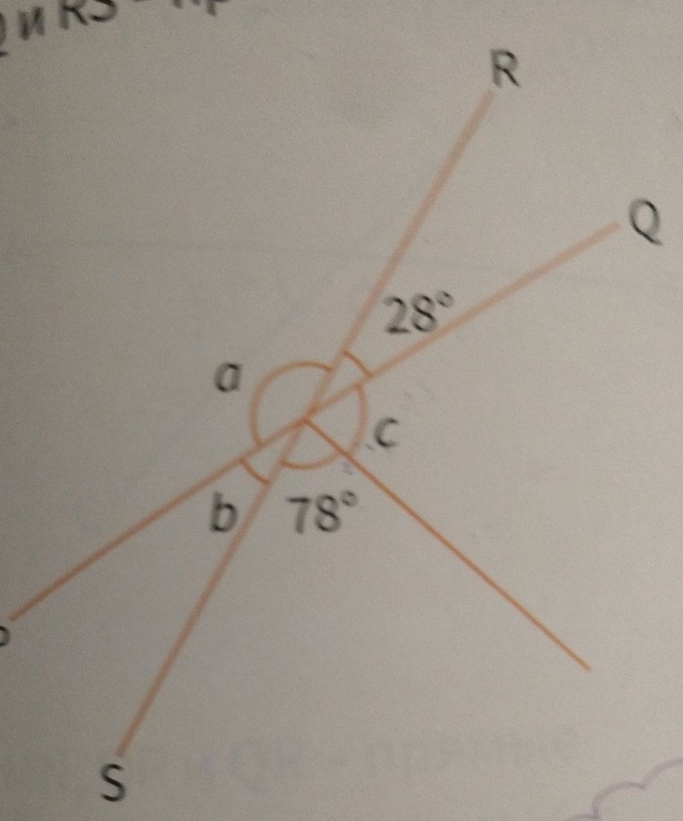 Find the value of angle a, b, and c. Angle | StudyX
