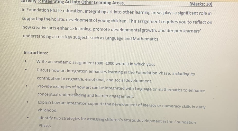 Activity 3: Integrating Art into Other | StudyX