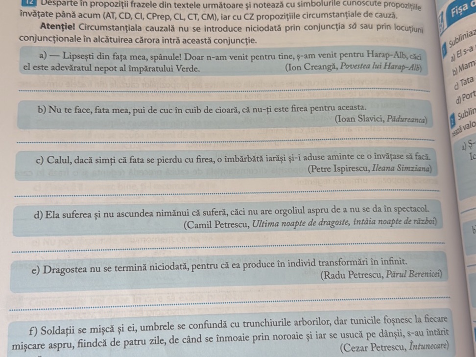 Desparte în propoziții frazele din textele | StudyX