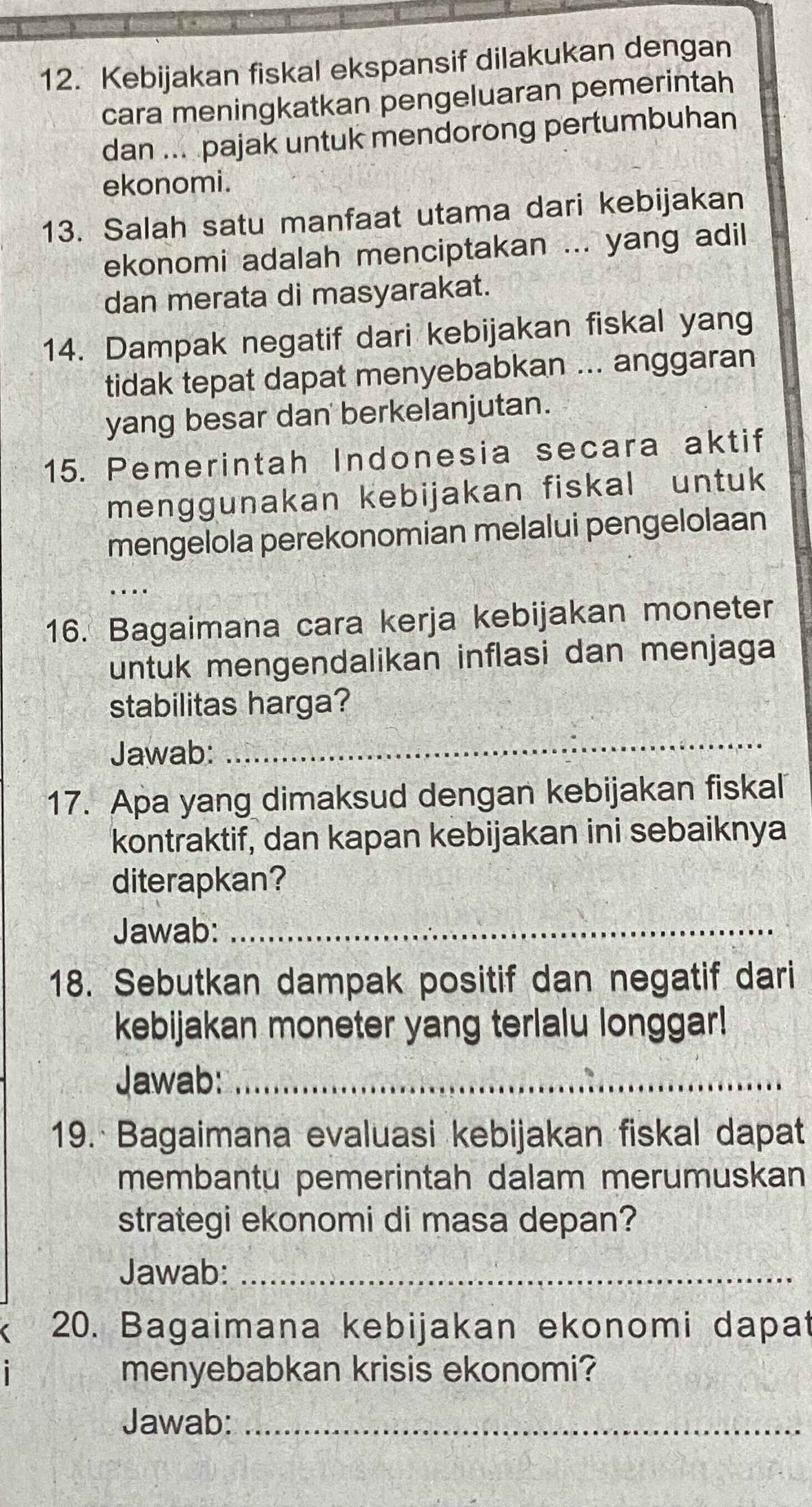 12. Kebijakan fiskal ekspansif dilakukan | StudyX