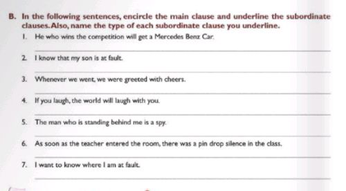 B. In the following sentences, encircle the | StudyX
