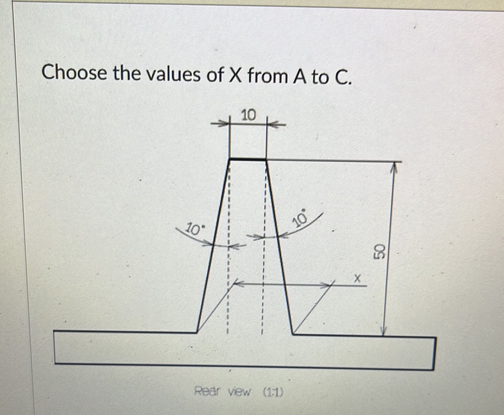 Choose the values of X from A to C. The | StudyX