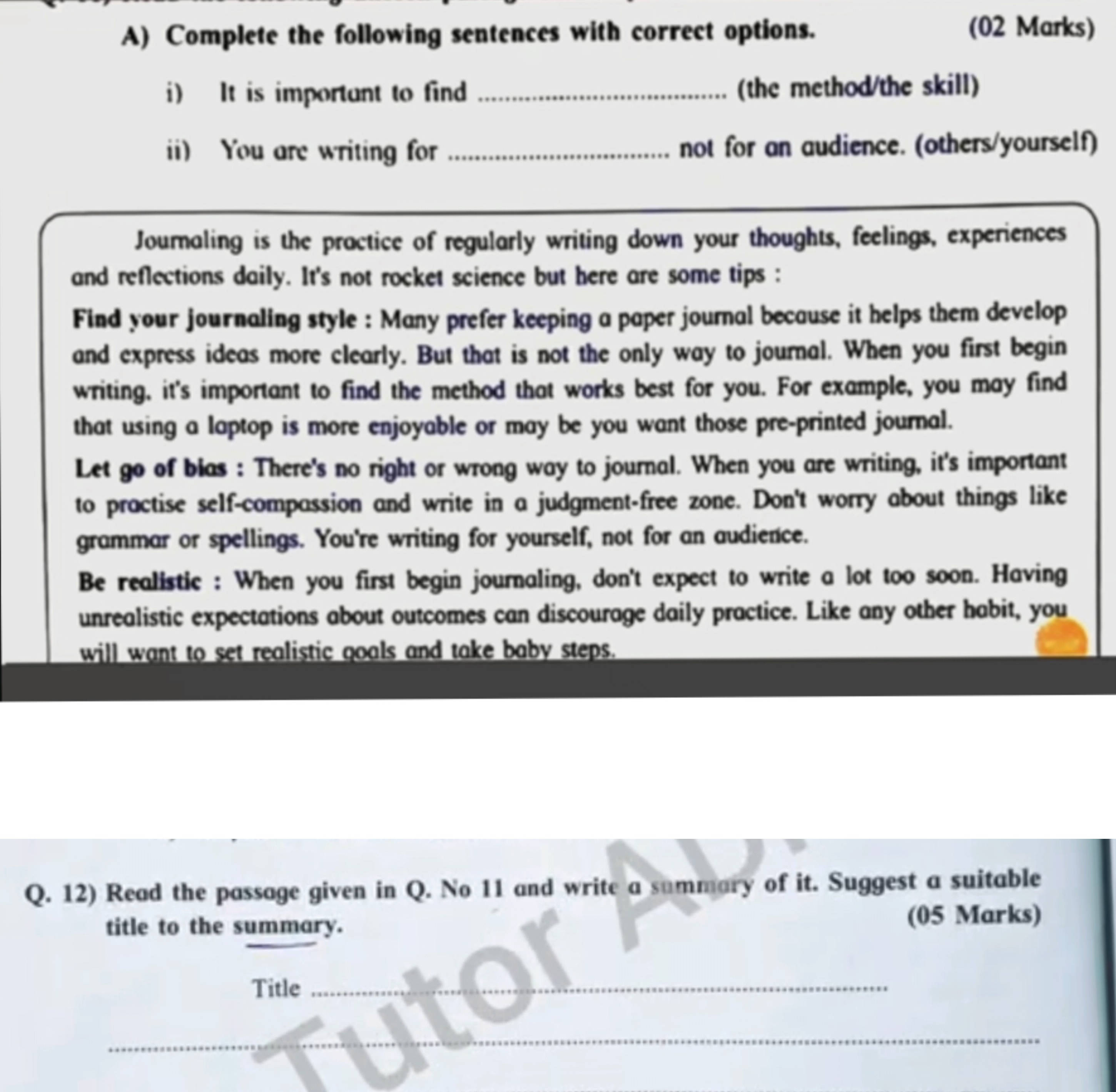 A) Complete the following sentences with | StudyX