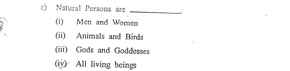 c) Natural Persons are (i) Men and Women | StudyX