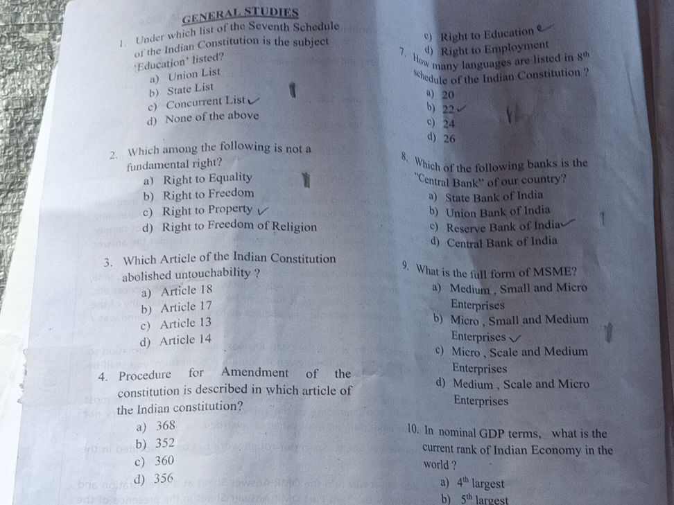 1. Under which list of the Seventh Schedule | StudyX