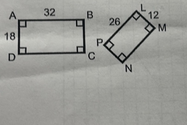A rectangle with sides labeled 32 and 18. | StudyX