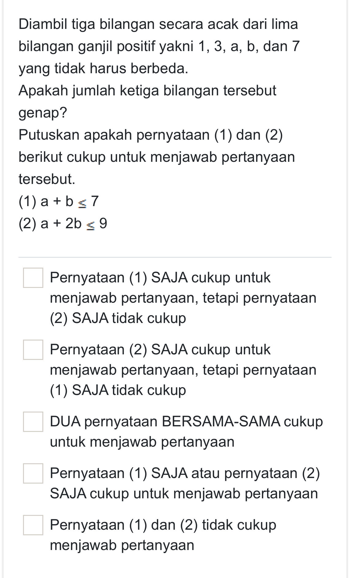 Diambil tiga bilangan secara acak dari lima | StudyX