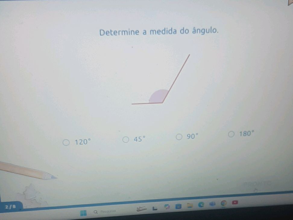 Determine a medida do ângulo. 120° 45° 90° | StudyX