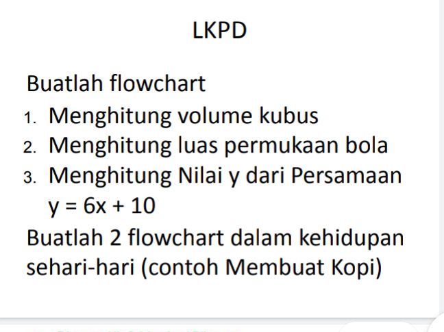 Buatlah flowchart 1. Menghitung volume | StudyX