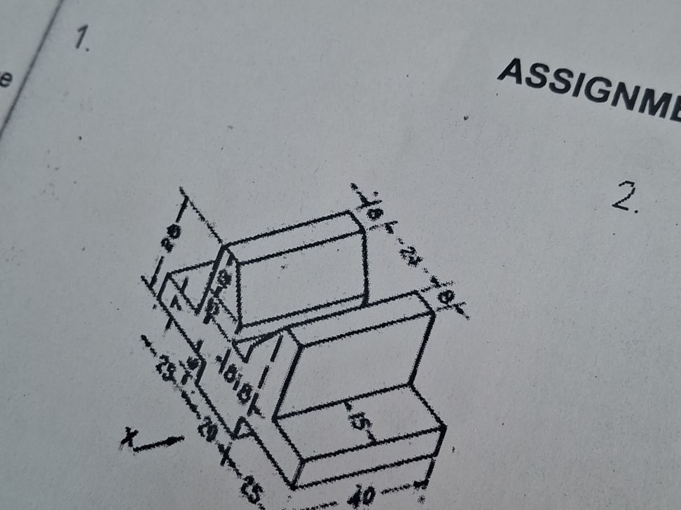 The image shows a 3D drawing of a mechanical | StudyX