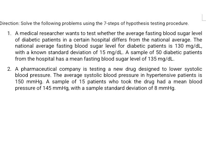 Direction: Solve the following problems | StudyX