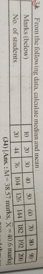 From the following data, calculate median | StudyX