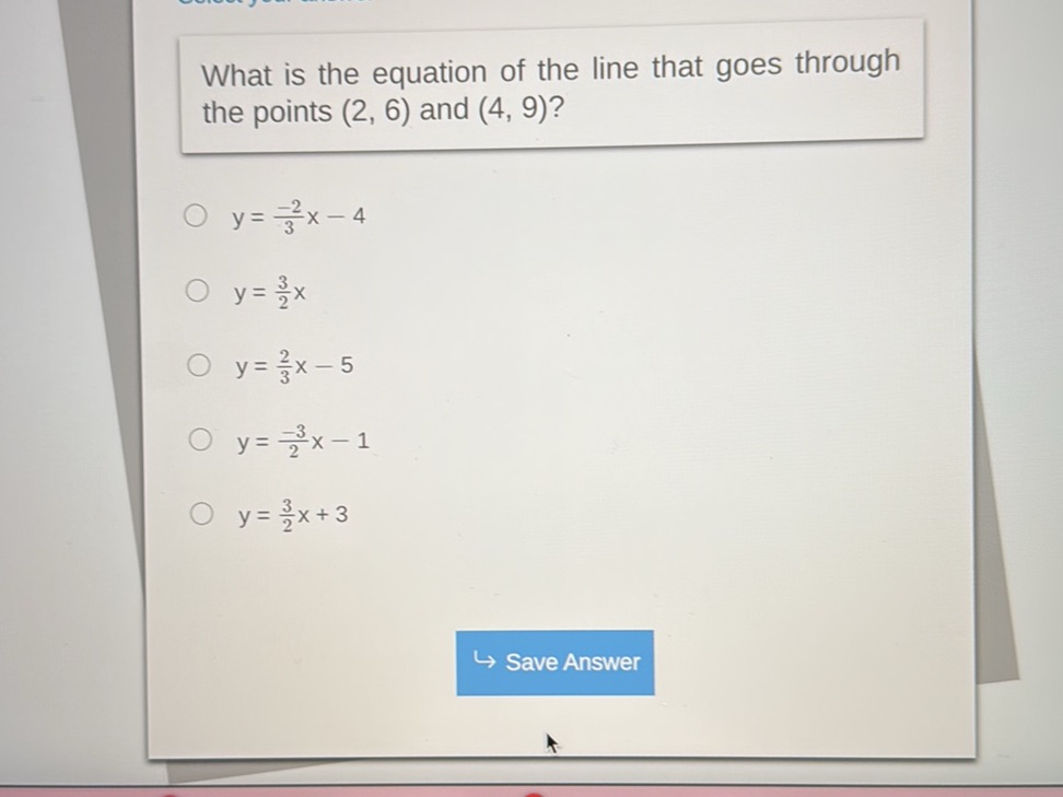 What is the equation of the line that goes | StudyX