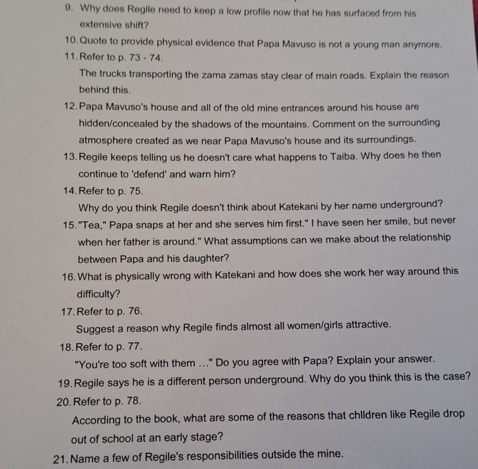 9. Why does Regile need to keep a low | StudyX