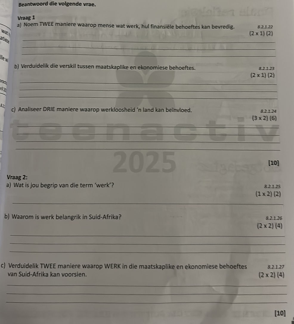 Vraag 1 a) Noem TWEE maniere waarop mense | StudyX