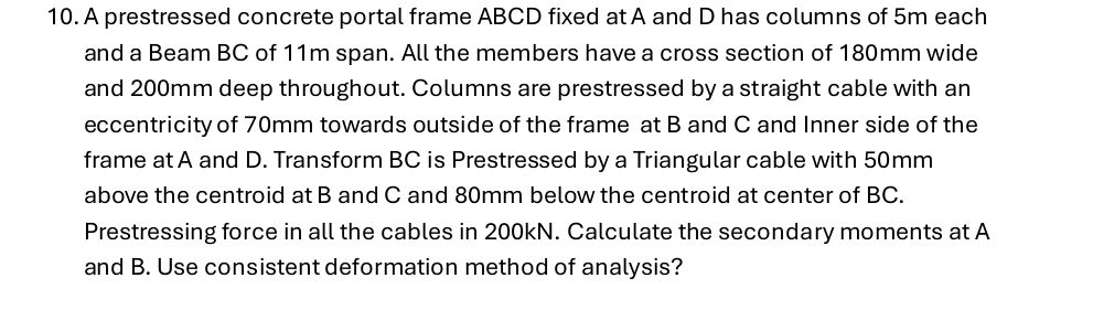 10. A prestressed concrete portal frame ABCD | StudyX
