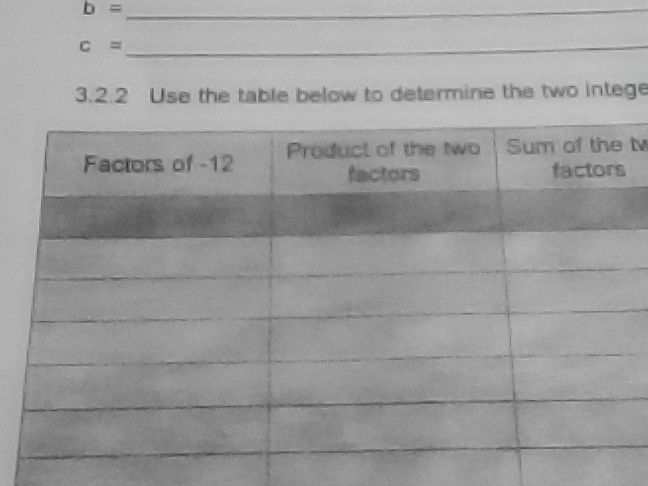 3.2.2 Use the table below to determine the | StudyX