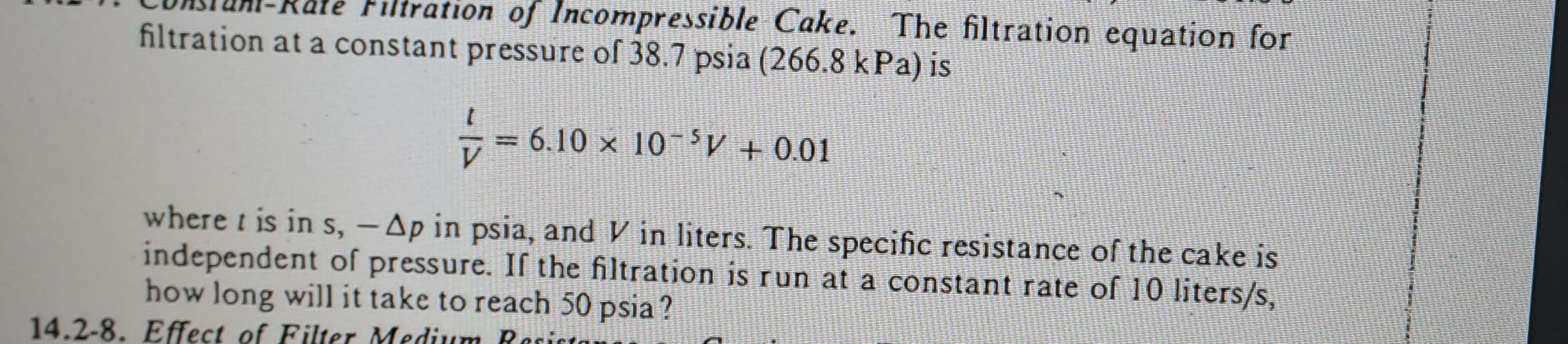 The filtration equation for filtration at a | StudyX