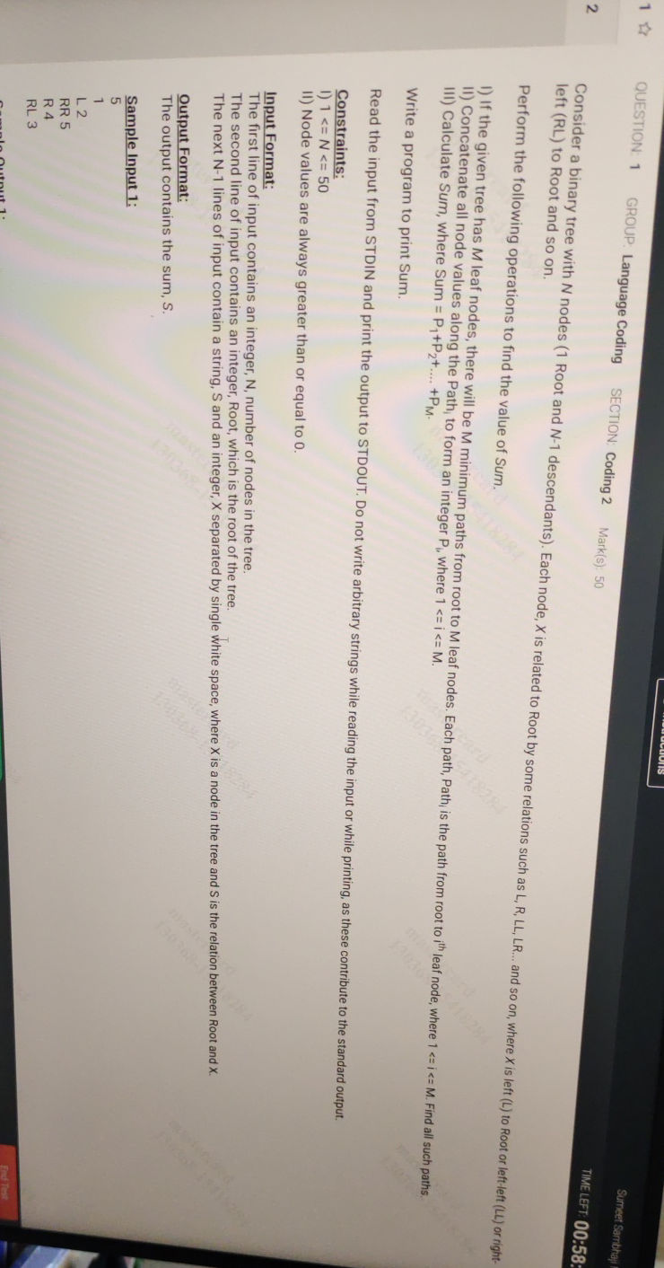 Consider a binary tree with N nodes (1 Root | StudyX