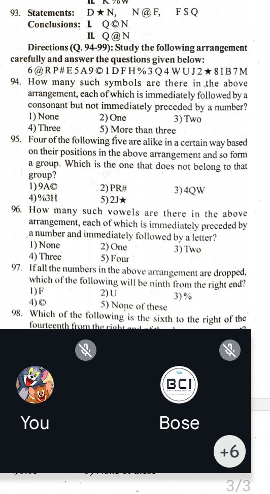 Directions (Q. 94-99): Study the following | StudyX