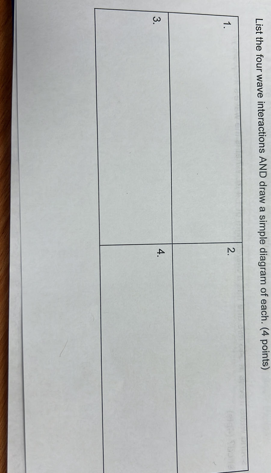 List the four wave interactions AND draw a | StudyX