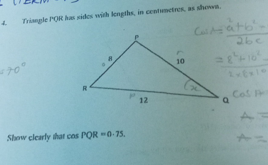 Triangle PQR has sides with lengths, in | StudyX