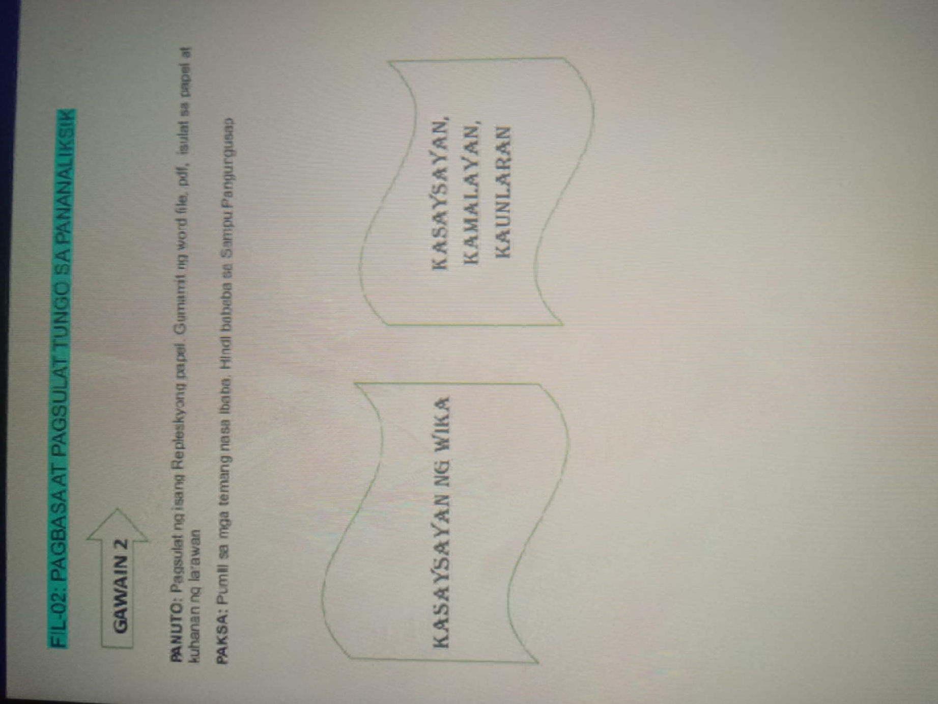 FIL-02: PAGBASAAT PAGSULAT TUNGO SA | StudyX