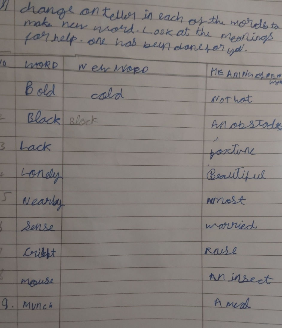 Change one letter in each of the words to | StudyX