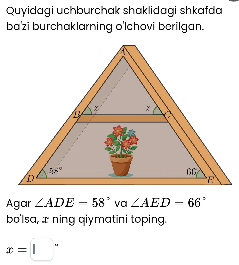 Quyidagi uchburchak shaklidagi shkafda ba'zi | StudyX