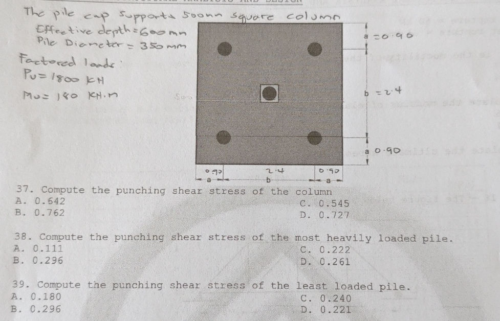 The pile cap supports 500mm square column | StudyX