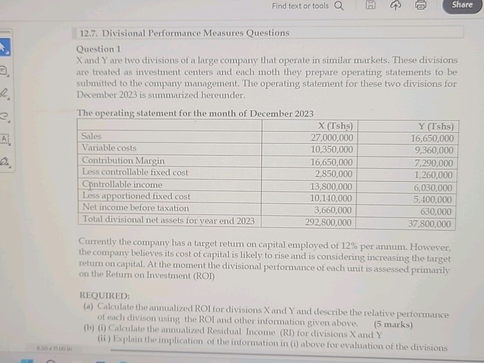 12.7. Divisional Performance Measures | StudyX