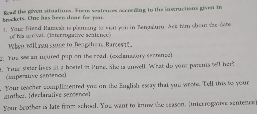 Read the given situations. Form sentences | StudyX