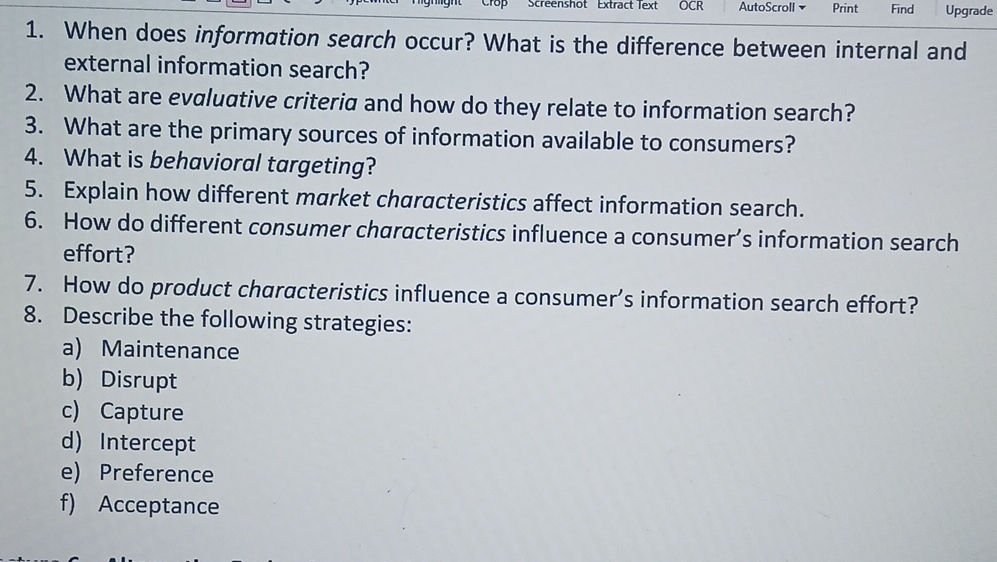 1. When does information search occur? What | StudyX