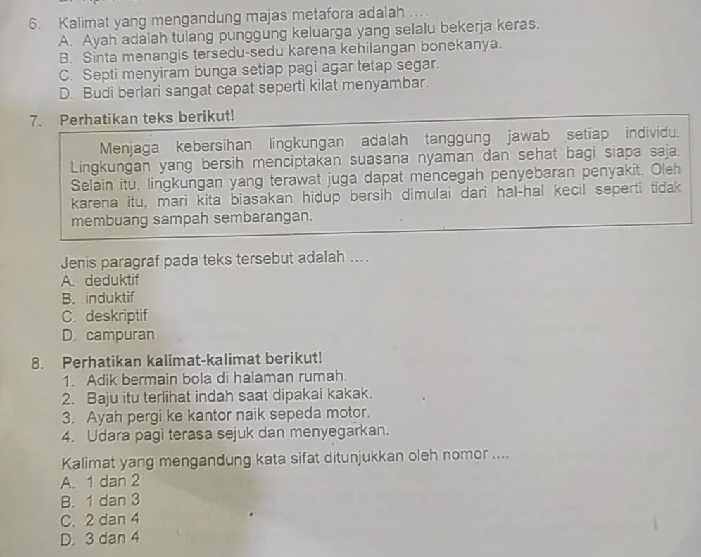 6. Kalimat yang mengandung majas metafora | StudyX