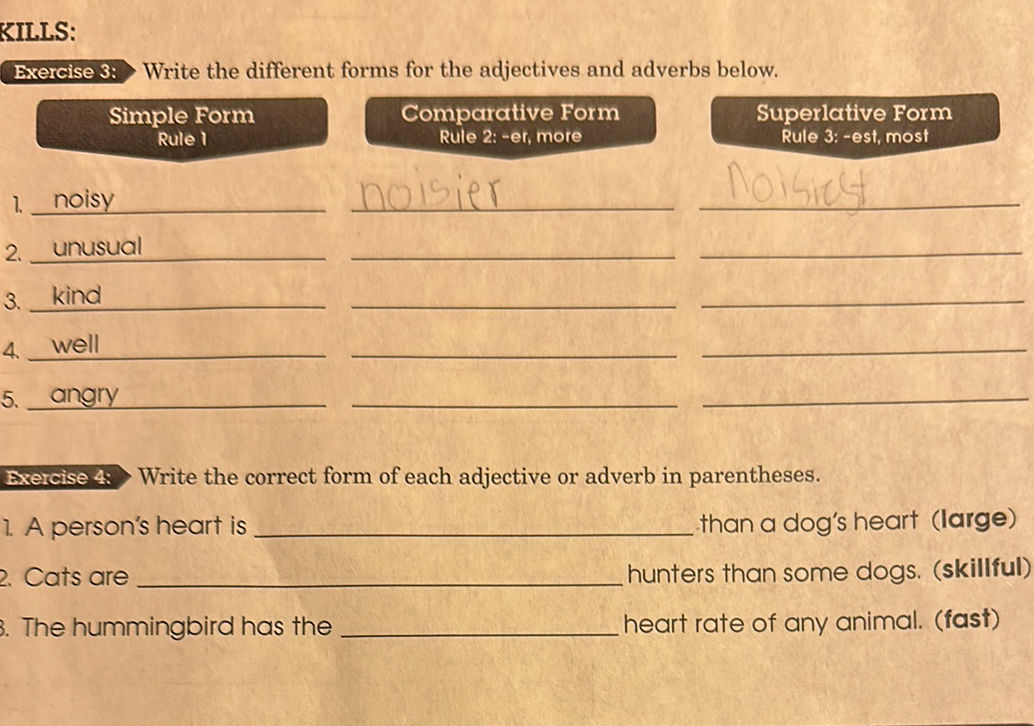 Exercise 3: Write the different forms for | StudyX