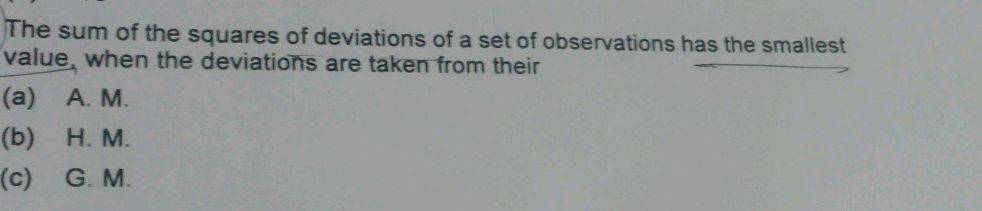 The sum of the squares of deviations of a | StudyX